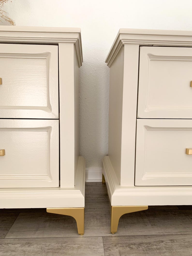 SOLD!! Beige Solid Wood Nightstands Pair - Etsy