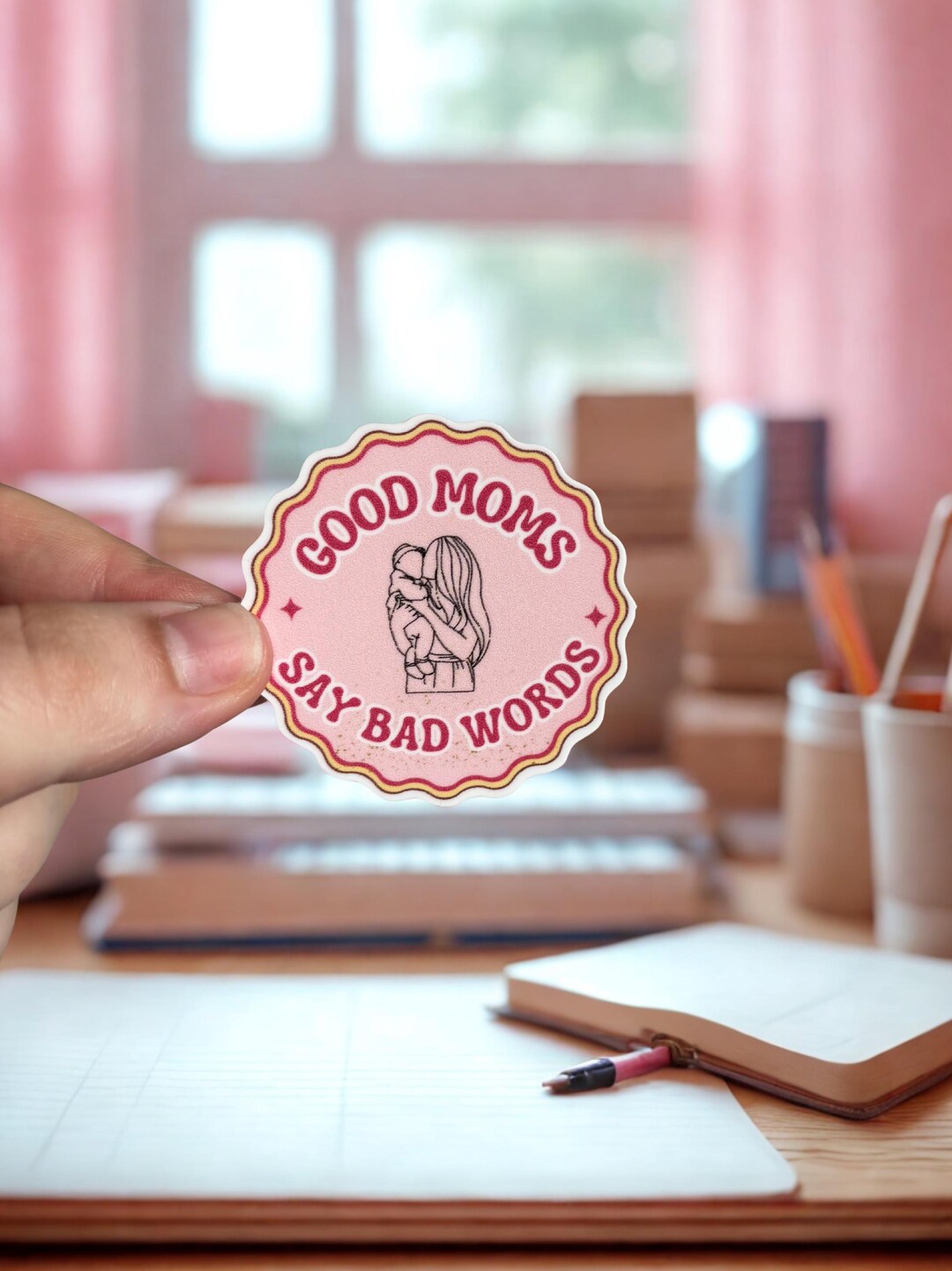 Good Moms Say Bad Words Sticker | Funny Mom Life Vinyl Decal | Pink ...