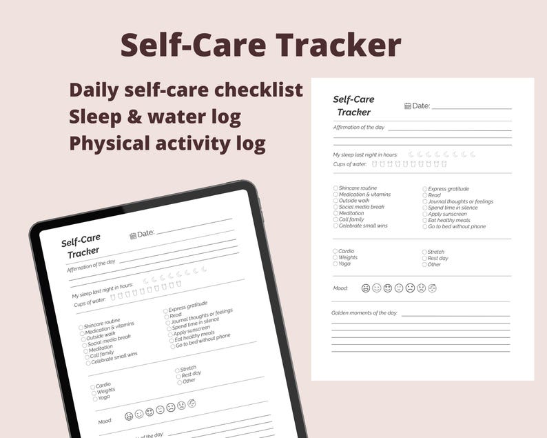 Self-care Tracker Printable | Daily Digital Wellness Journal | Mental ...