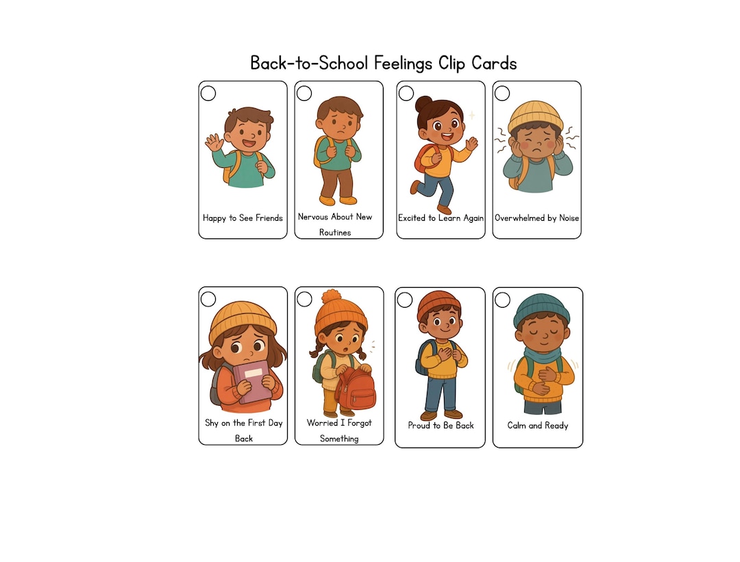 Back to School Feelings Clip Cards , “how I Feel Coming Back to School ...