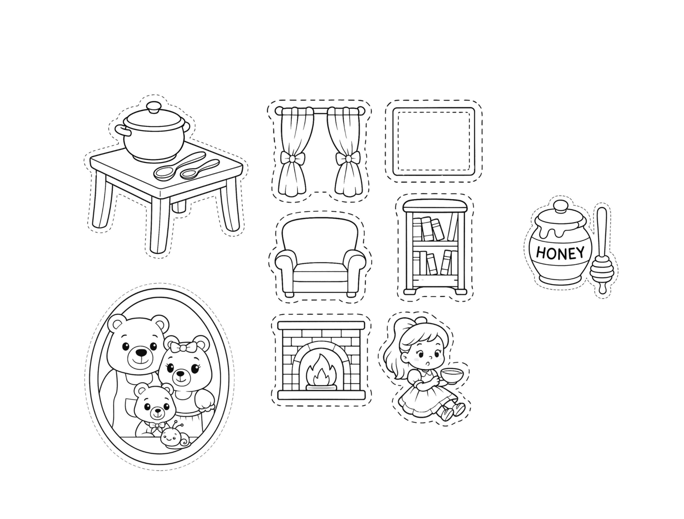Goldilocks & the Three Bears Printable, Color, Cut, Paste Activity ...