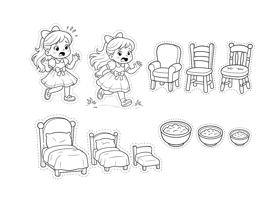 Goldilocks & the Three Bears Printable, Color, Cut, Paste Activity ...