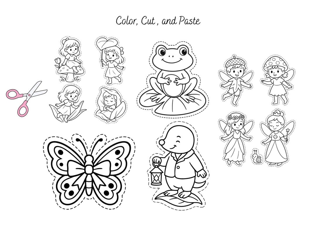 Fairy Village Cutout Printable, Thumbelina Fairy Craft, Color, Cut ...