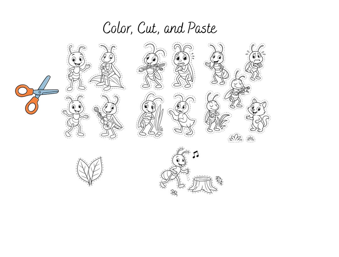 Ant and Grasshopper Printable, Aesop's Fable Craft (digital Download ...