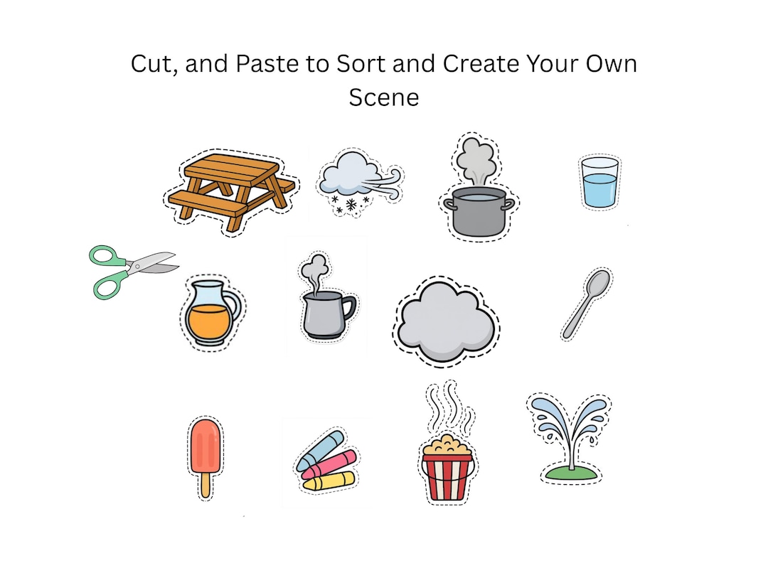 States of Matter Science Activity, Cut and Paste Scenes (digital ...