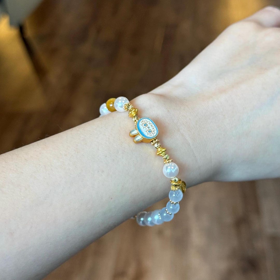 Handmade Labubu Beads Bracelet,lafufu, Tiger Eye & Pearl Bracelet ...