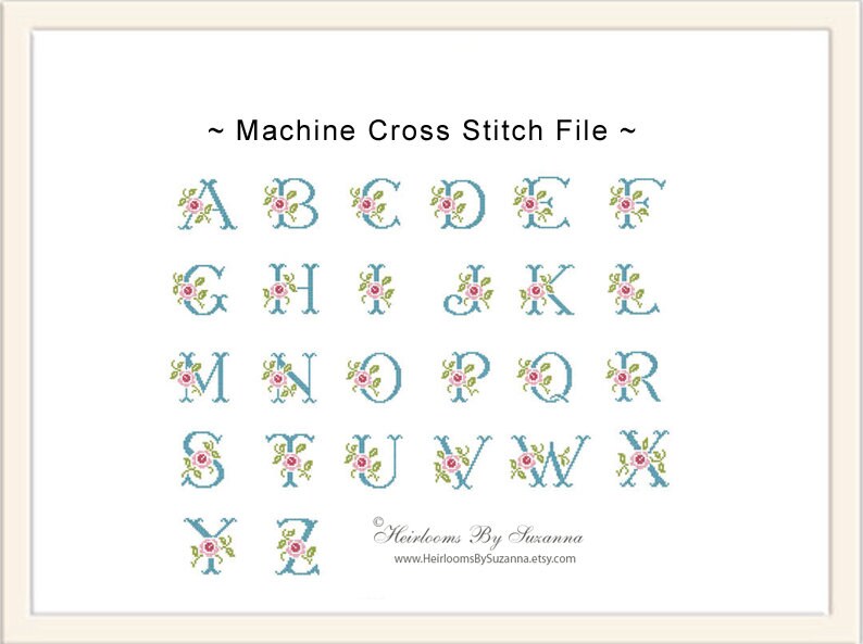 Rose Monogram Set Floral Machine Monogram Machine Cross - Etsy