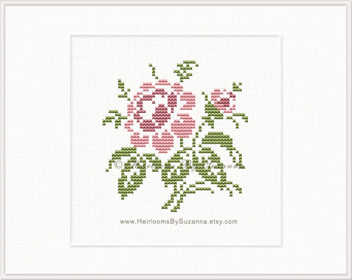 Gorgeous Antique Cross Stitch Rose Design Machine Embroidery | Etsy