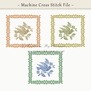 Machine Cross Stitch Bird Design With Frame - Large Machine Embroidery ...