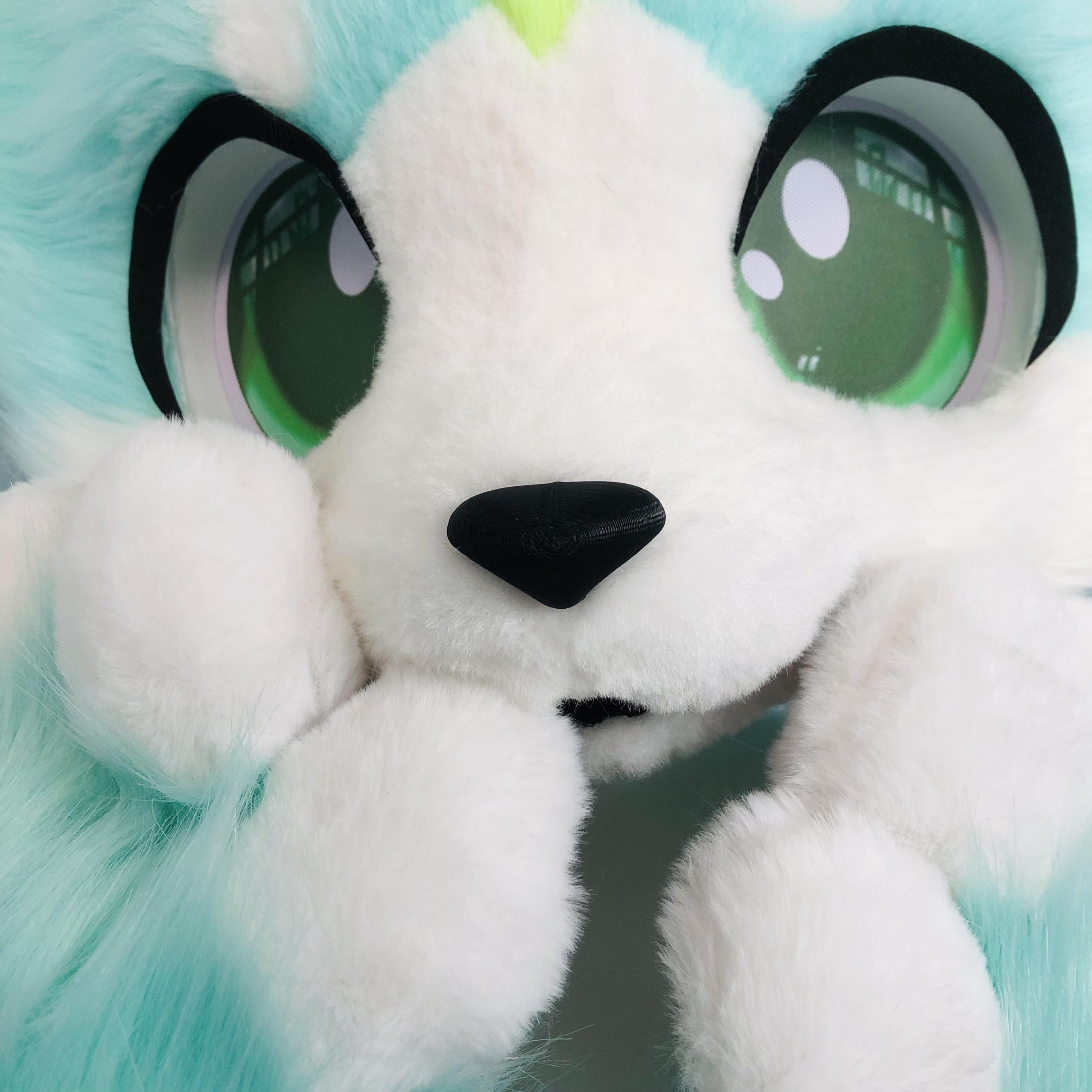 Green Fox Fursuit Head With Matching Paws and Hair Accessories Fluffy ...