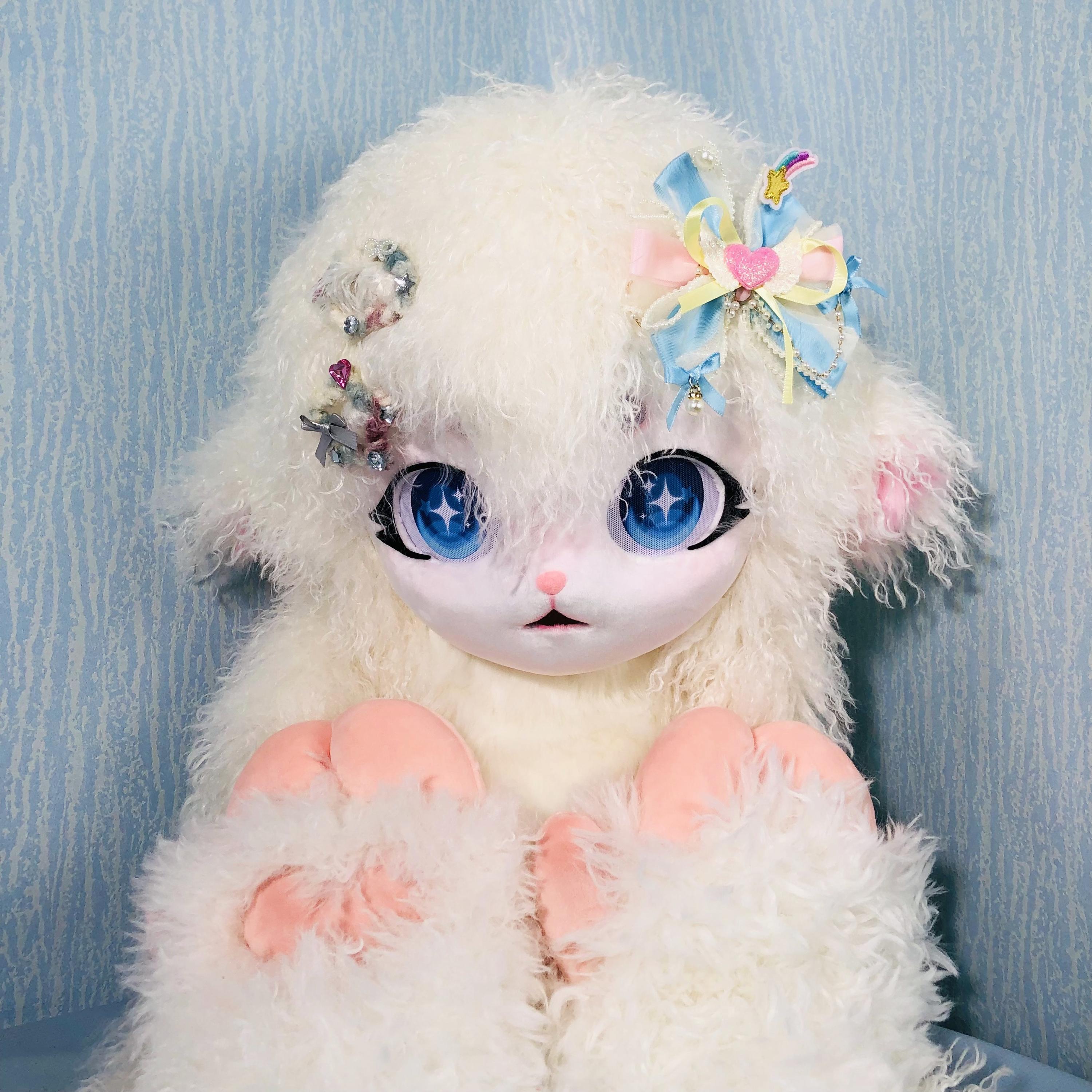 Cute Fluffy Sheep Fursuit Head With Matching Paws Hair Accessories ...