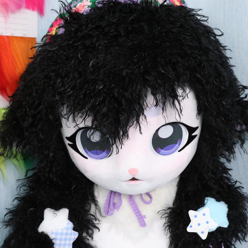 Black Sheep KIG Fursuit Head With Paws Handmade Curly Fur Cosplay Mask ...