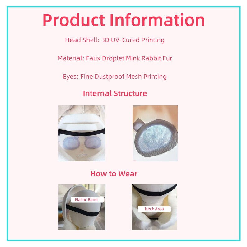 Pastel Bunny Furry Head Sculptable Ears Paw Gloves Sweet Cosplay Mask ...