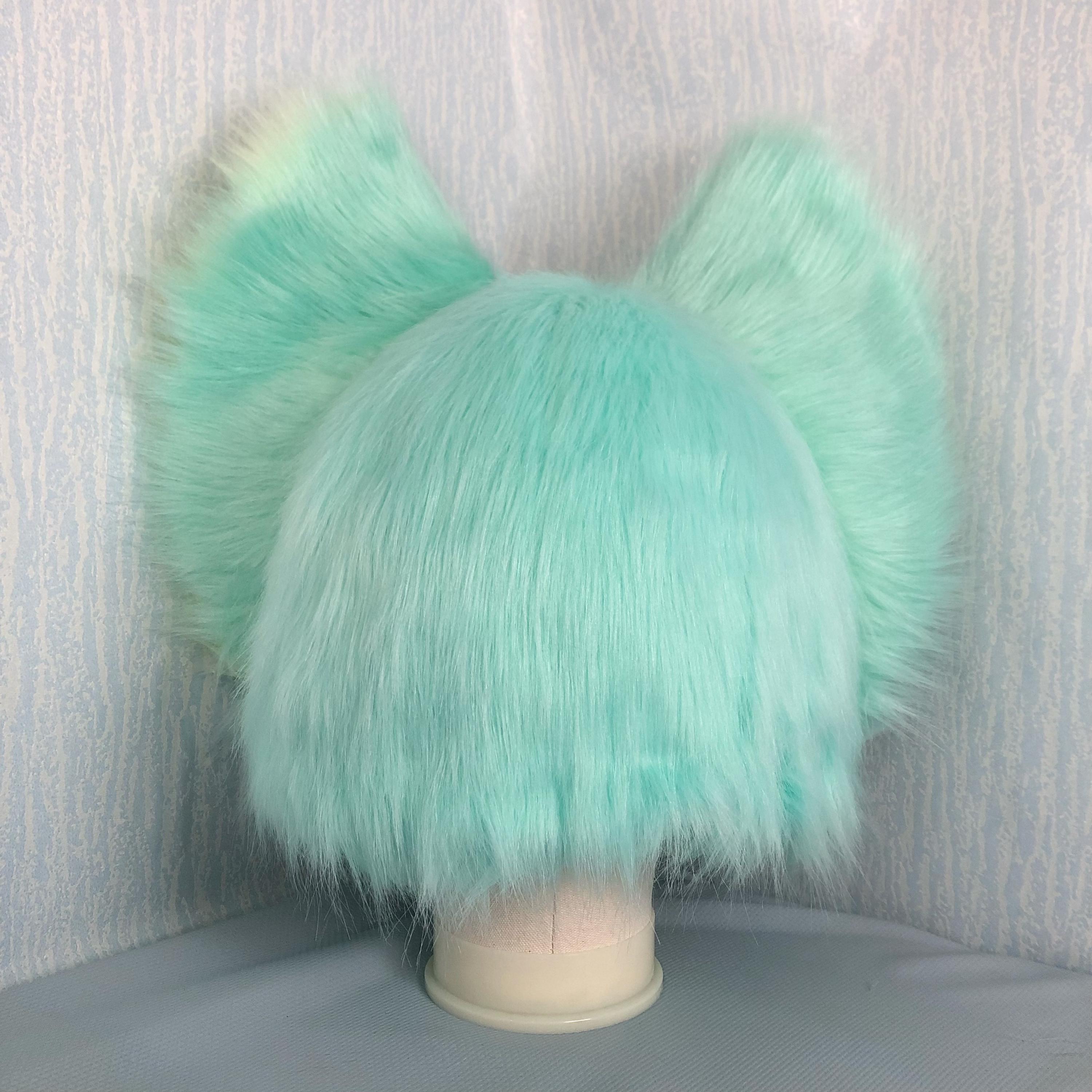 Green Fox Fursuit Head With Matching Paws and Hair Accessories Fluffy ...