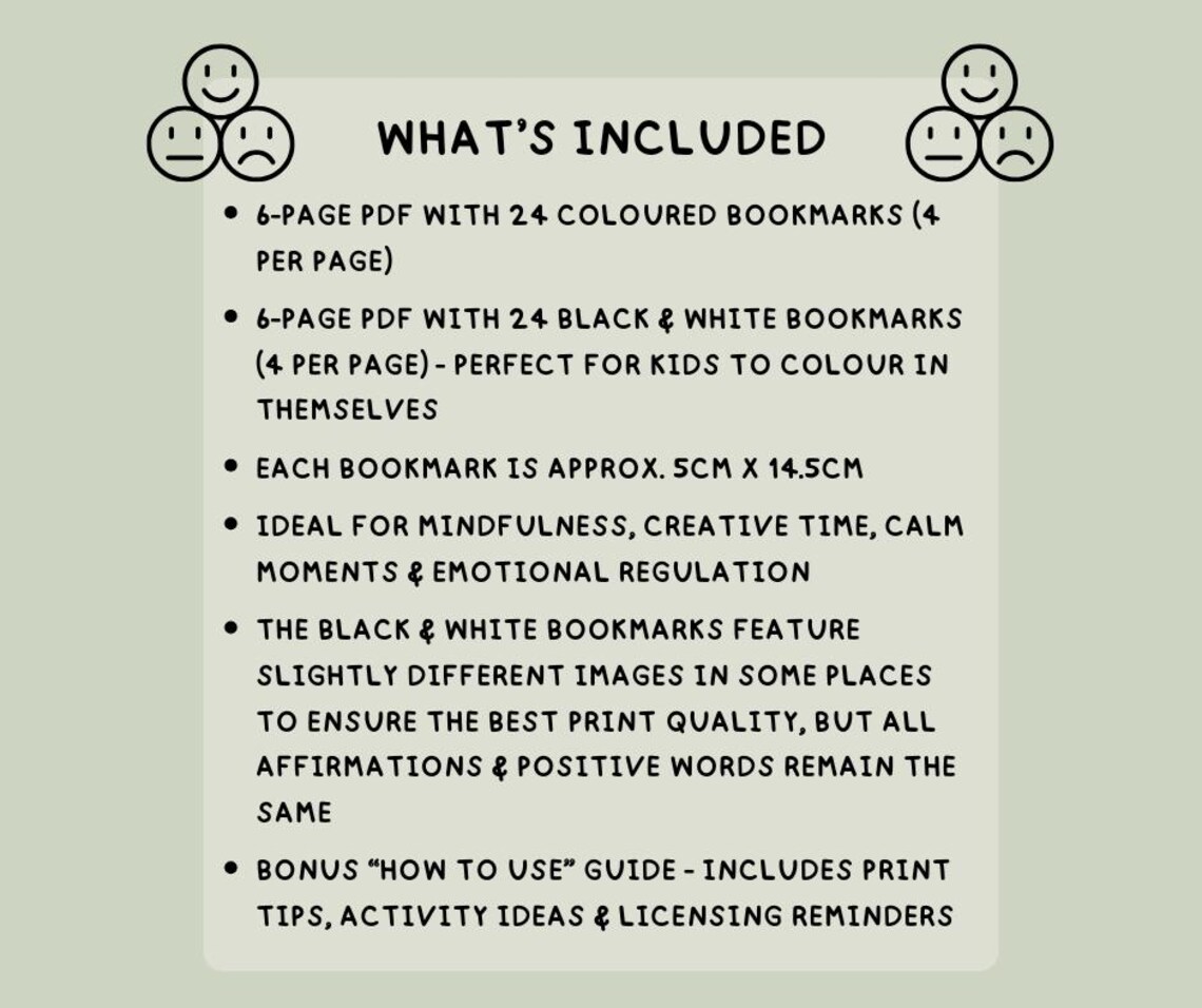 Feelings + Emotions Bookmarks for Kids - Printable PDF | Colour + B&W ...