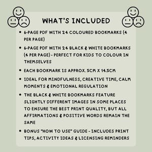 Feelings + Emotions Bookmarks for Kids - Printable PDF | Colour + B&W ...