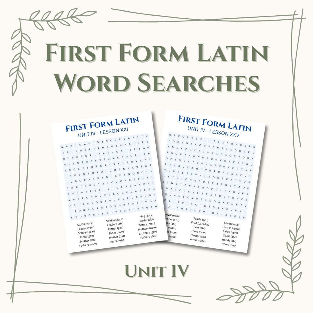 Latin Word Searches First Form Latin Worksheet Latin Homeschool ...
