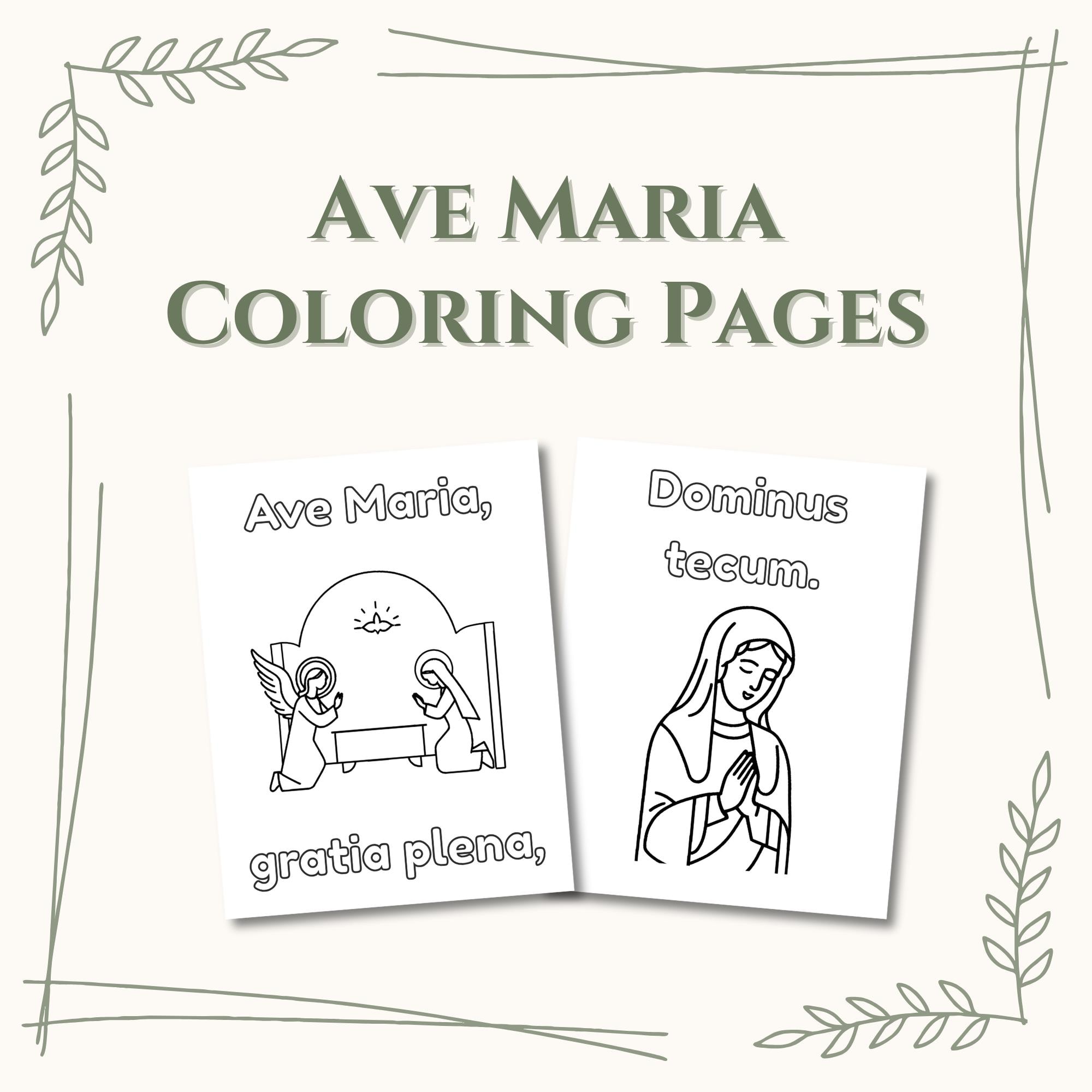 Ave Maria Worksheet Prayer Coloring Page Latin Prayer Worksheet Hail ...