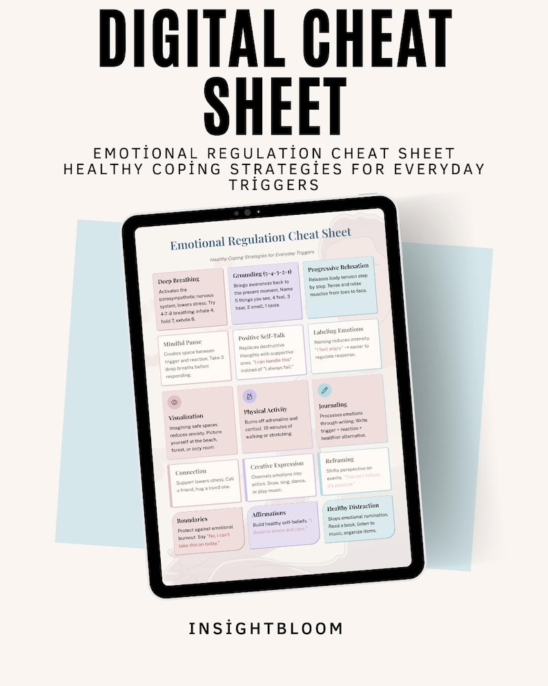 Emotional Regulation Cheat Sheet – Healthy Coping Strategies to Manage ...