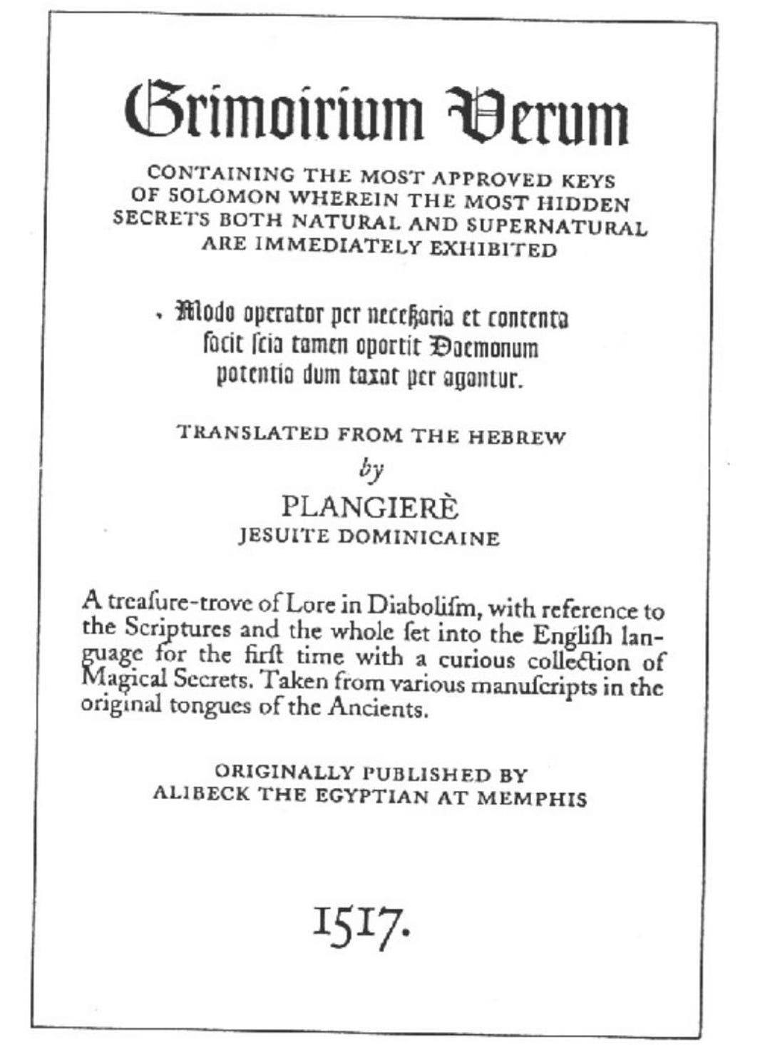 Grimoirium Verum (1517), Demonology, Infernal Spirits, Planetary Magic ...