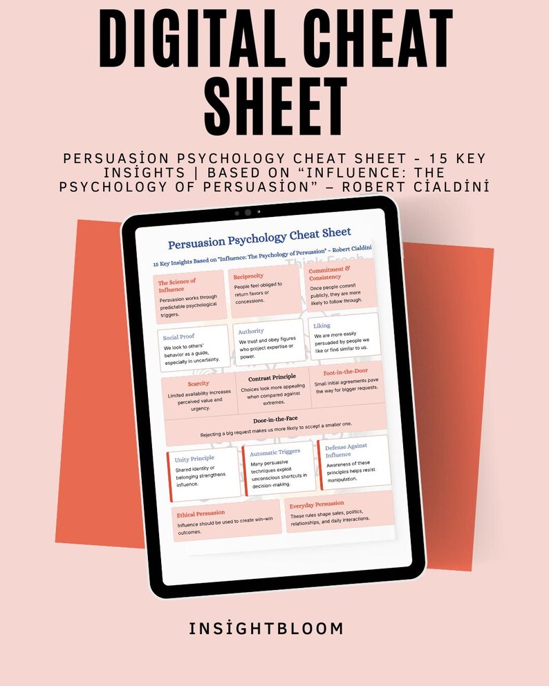 Persuasion Principles Cheat Sheet – 6 Rules of Influence, Digital ...
