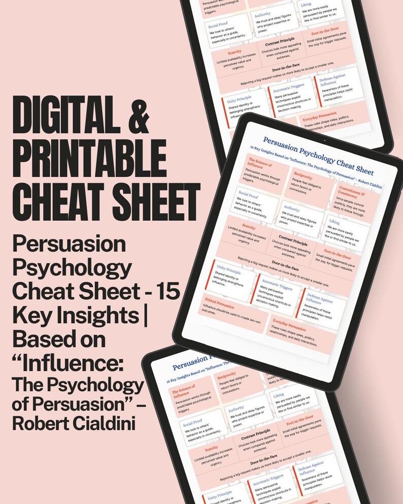 Persuasion Principles Cheat Sheet – 6 Rules of Influence, Digital ...