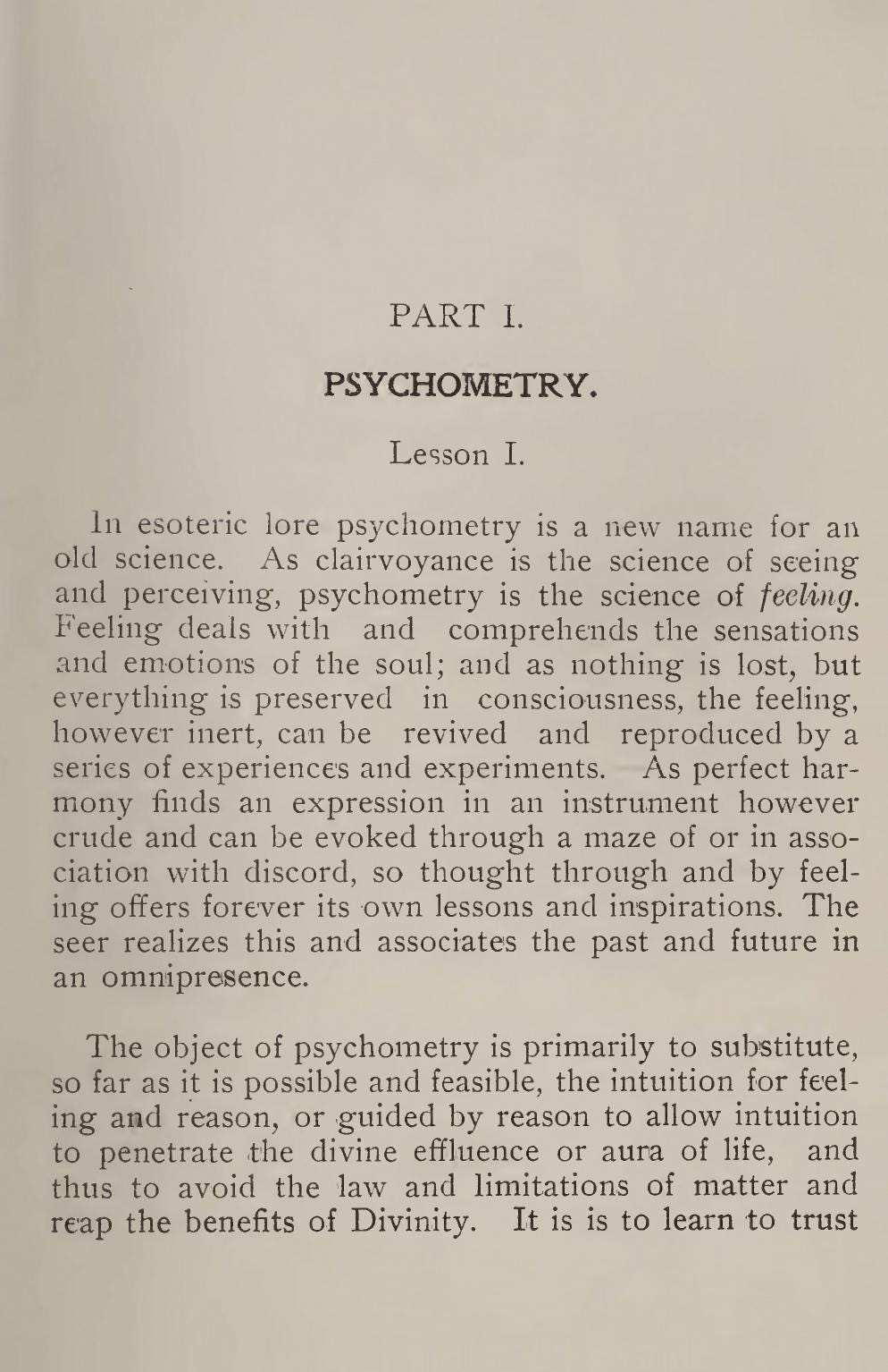 Easy Lessons for the Unfoldment of Psychometry, Clairvoyance ...