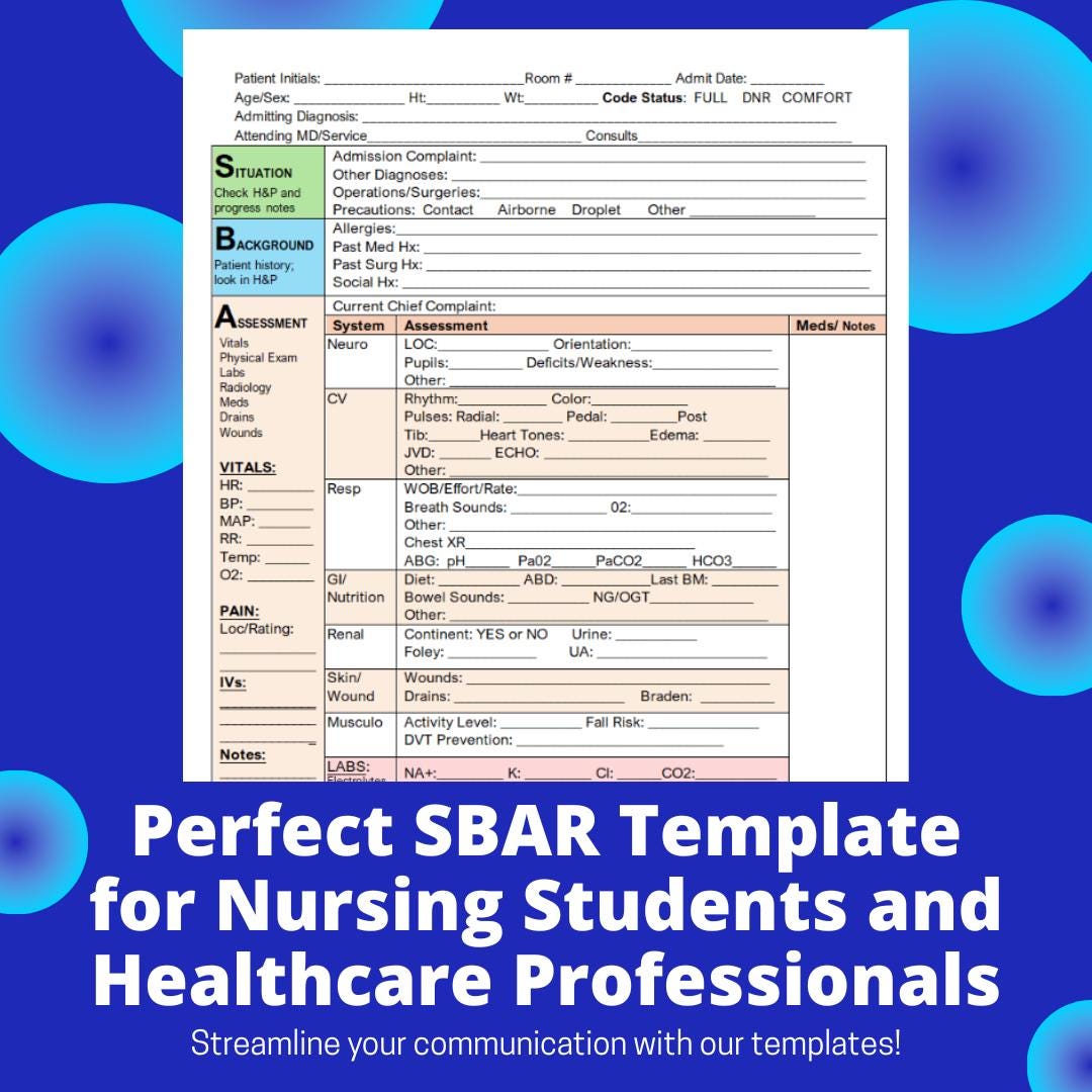 SBAR for Nursing Students and Healthcare Professionals - Etsy
