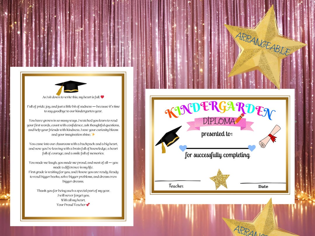 Printable Preschool Graduation Certificate & Editable Teacher Letter ...