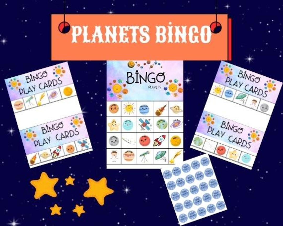 Planet Bingo Game for Kids, Printable Space,themed Educational Activity ...