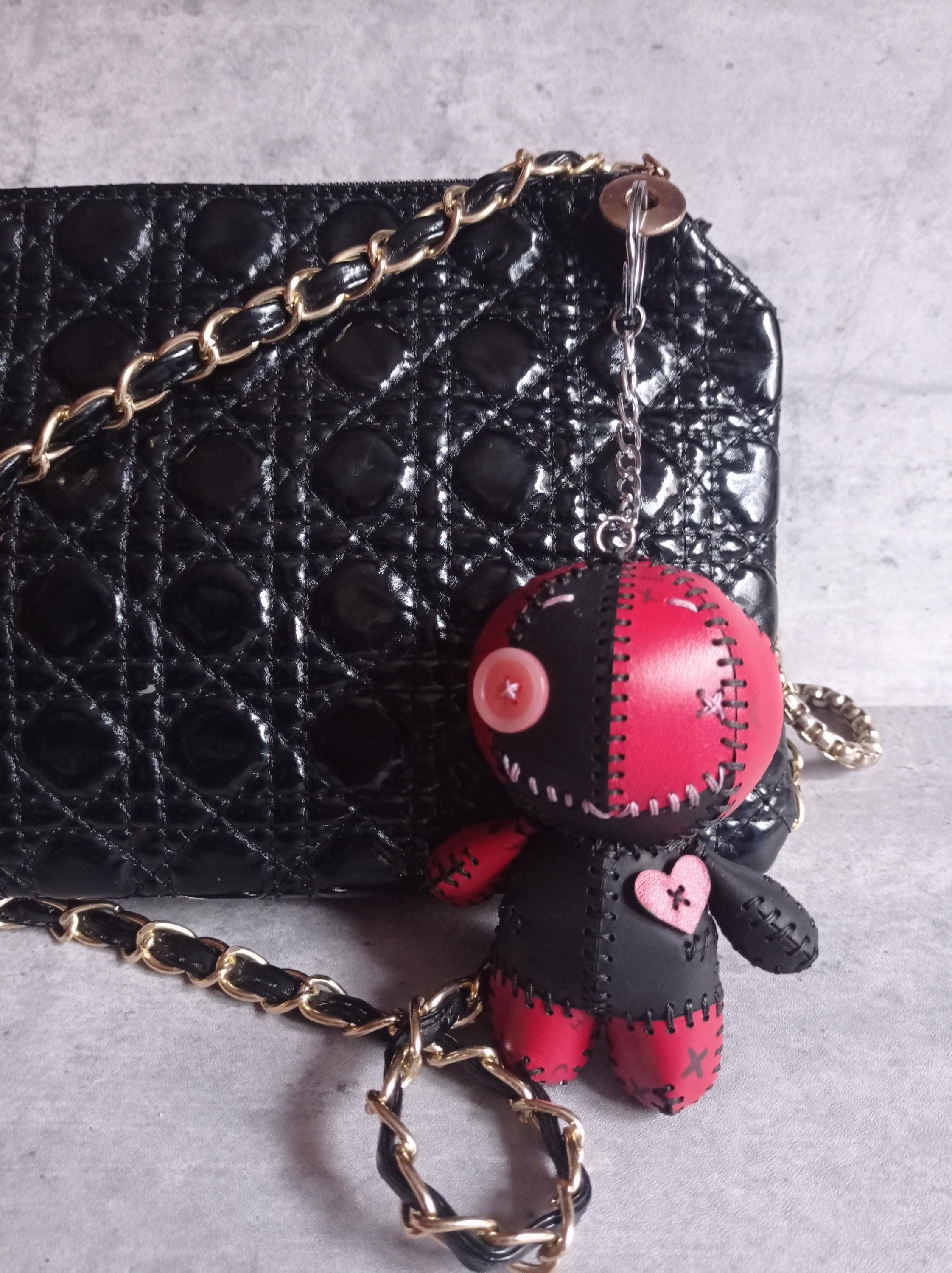 Voodoo Doll Leather Bag Charm, Gothic Handmade Keychain, Dark Cute ...