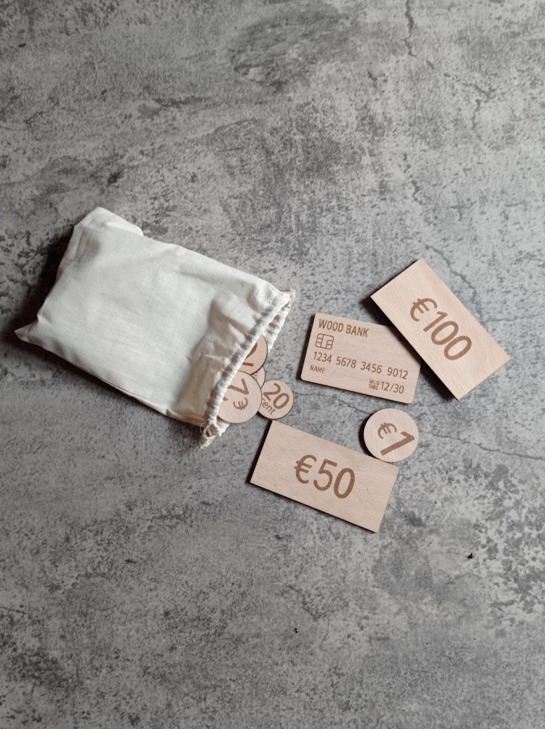 Wooden Euro Play Money Set, Montessori Math Toy, Laser Engraved Euro ...