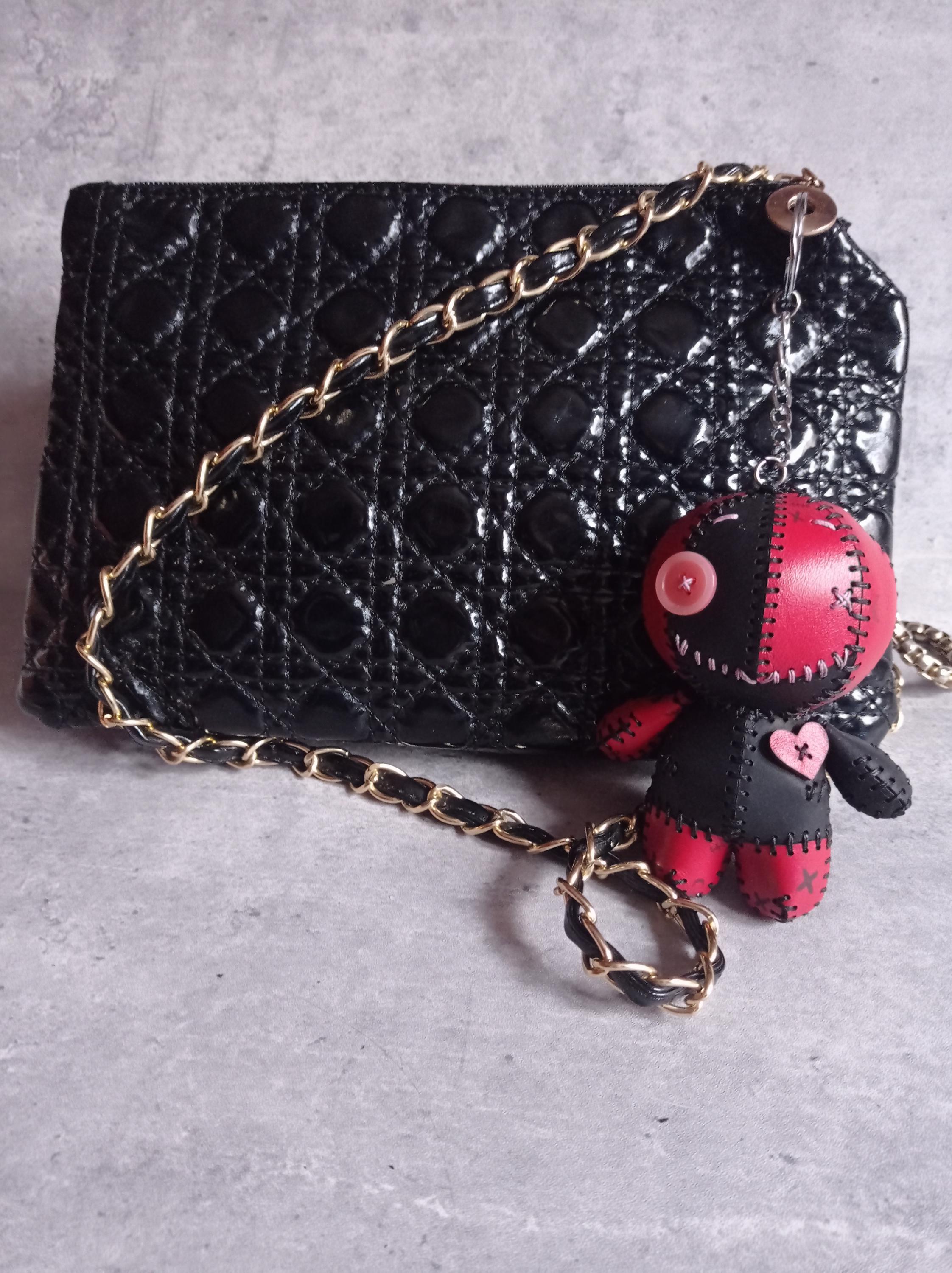 Voodoo Doll Leather Bag Charm, Gothic Handmade Keychain, Dark Cute ...