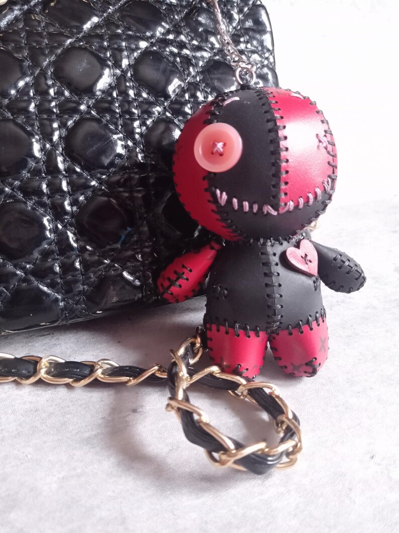 Voodoo Doll Leather Bag Charm, Gothic Handmade Keychain, Dark Cute ...