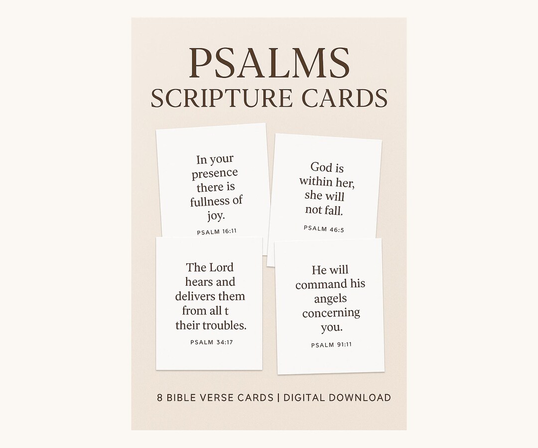 Printable Psalms Scripture Cards | Christian Bible Verse Cards | Faith ...