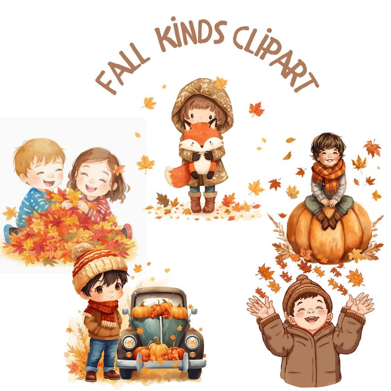 Fall Kids Clipart Set – Autumn PNG Images (digital Download) - Etsy