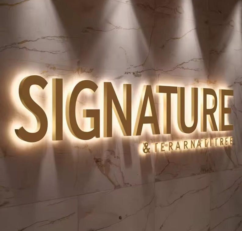 Custom 3D LED Backlit Business Sign, Stainless Steel Logo, Storefront ...