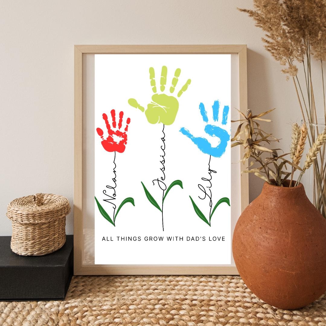 Father’s Day Handprint Craft for 3 Kids | Editable Canva Template ...