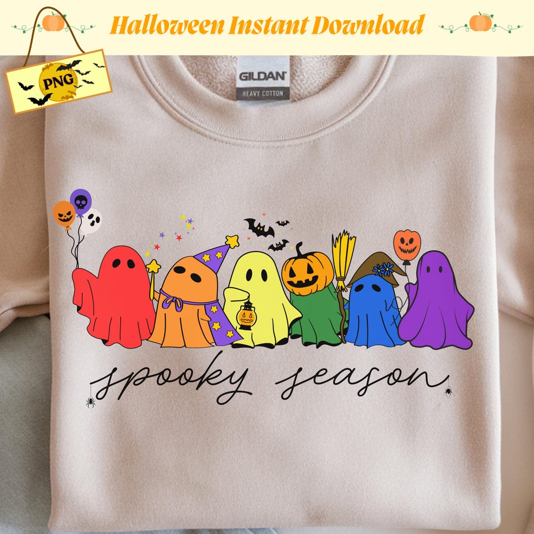 Colorful Ghosts PNG, Halloween Digital Download, Cute Ghost Clipart ...