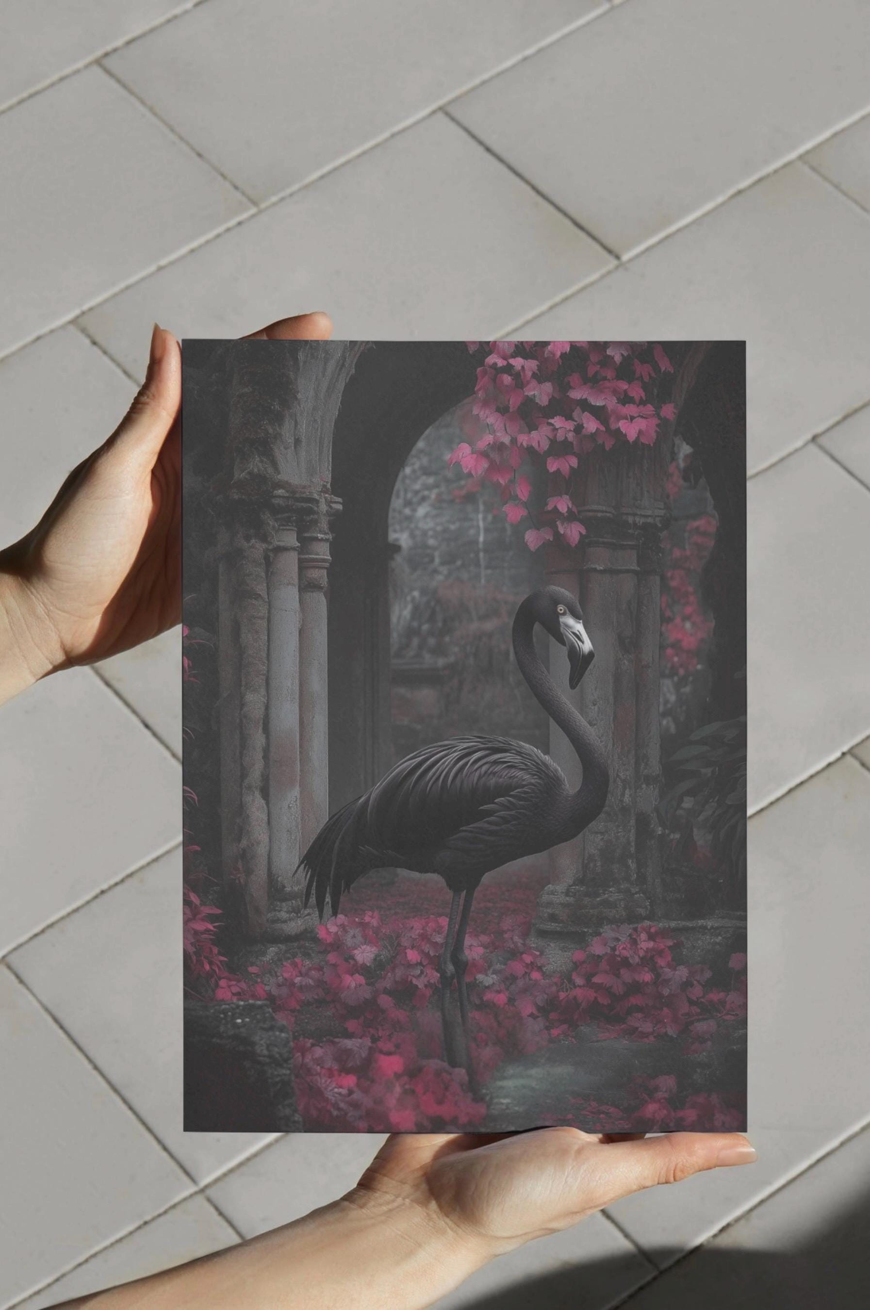 Gothic Fantasy Black Flamingo Poster, Arcadia World–inspired Poster ...