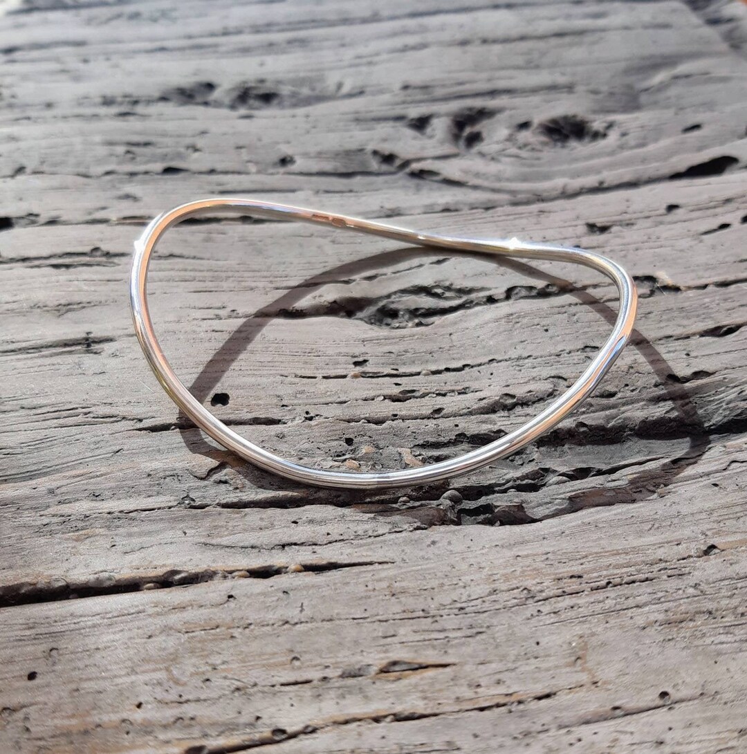 Wave Bangle Silver - Size Small - Handmade Sterling Silver Bangle ...