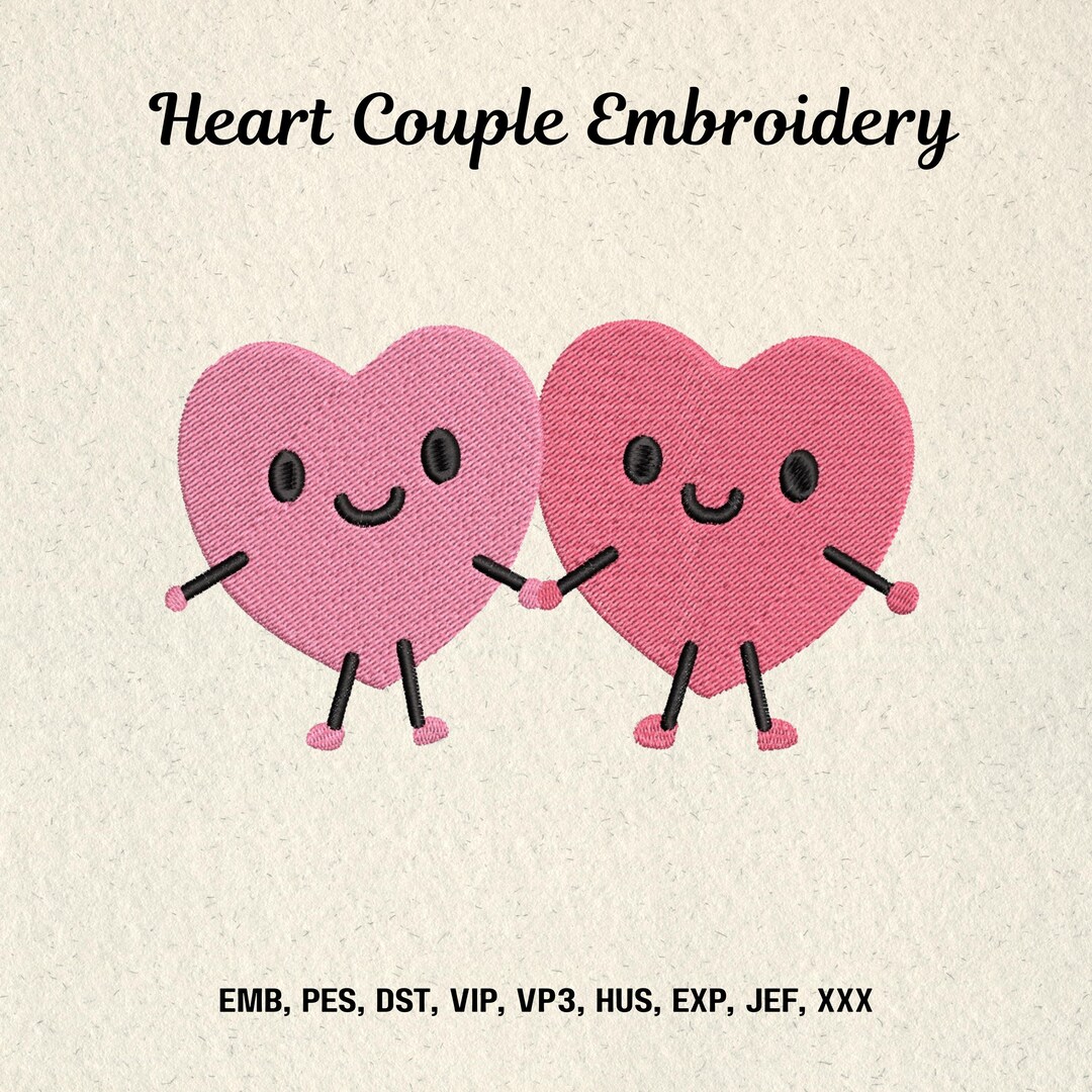 Heart Couple Embroidery Design | Beginner Friendly & Easy Stitch | Cute ...