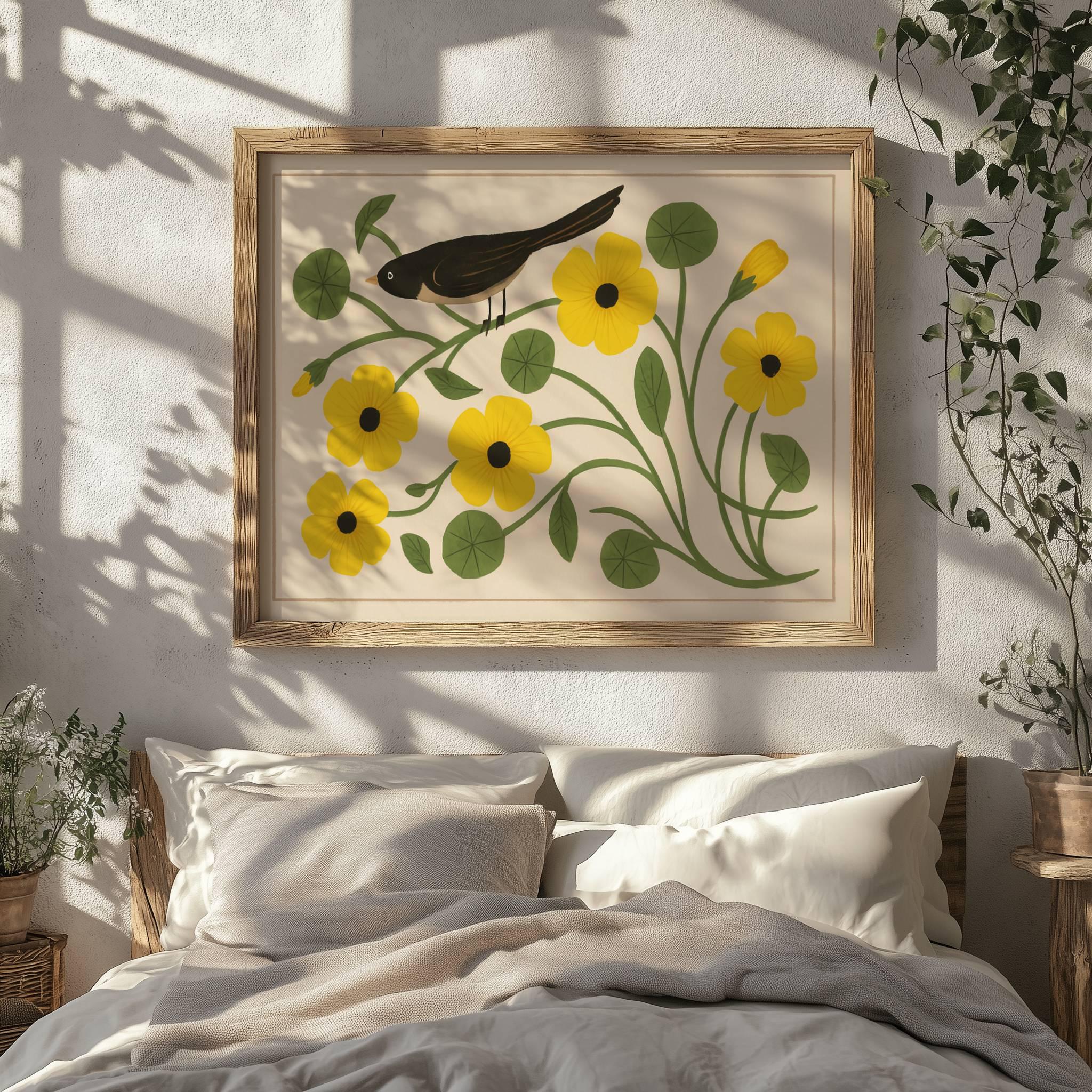 Cottagecore Bird Wall Art Printable, Vintage Botanical, Wildflower ...