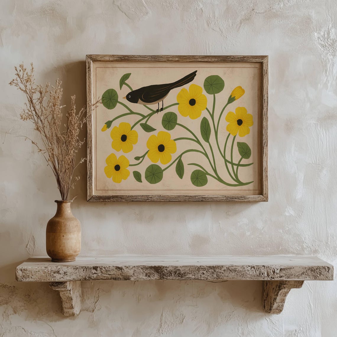 Cottagecore Bird Wall Art Printable, Vintage Botanical, Wildflower ...