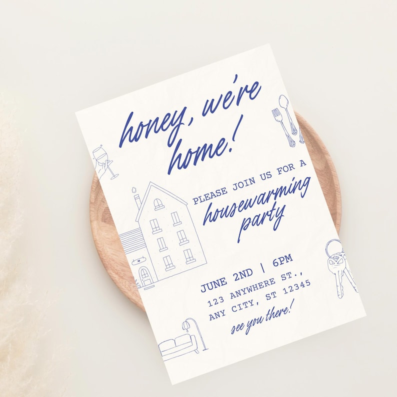 Modern Housewarming Invitation: Trendy New Home Party Invite (digital ...