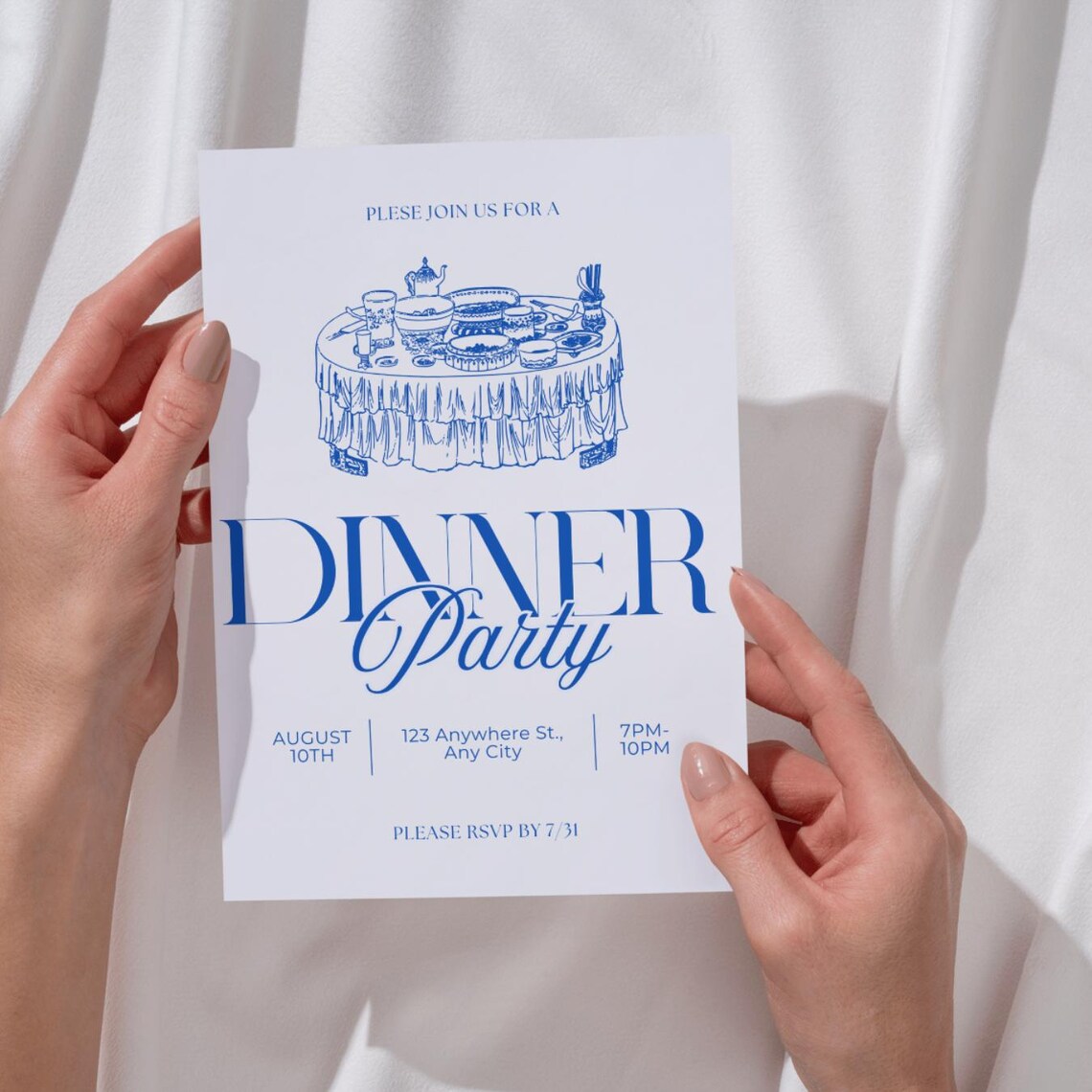Minimalist Dinner Party Invitation: Elegant Table Scene (digital Design ...