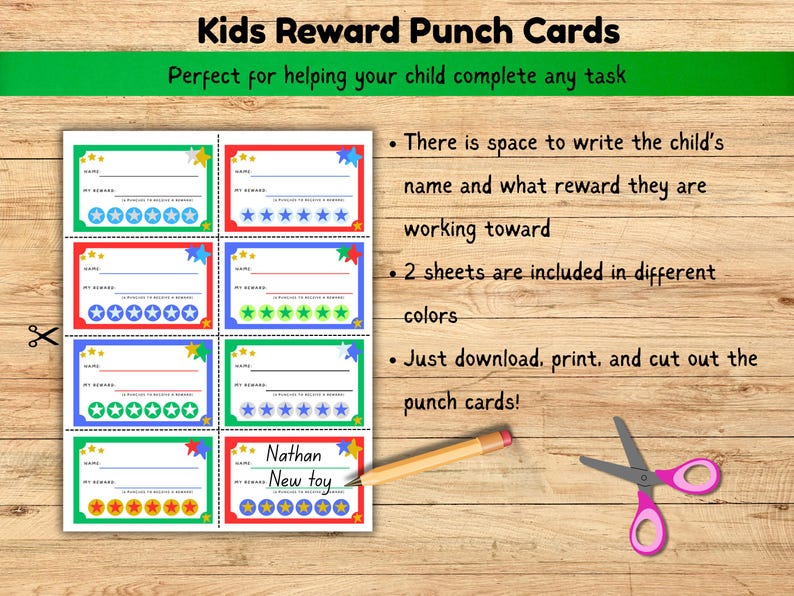 Printable Kids Reward Coupons, Children's Punch Coupons, Chore ...