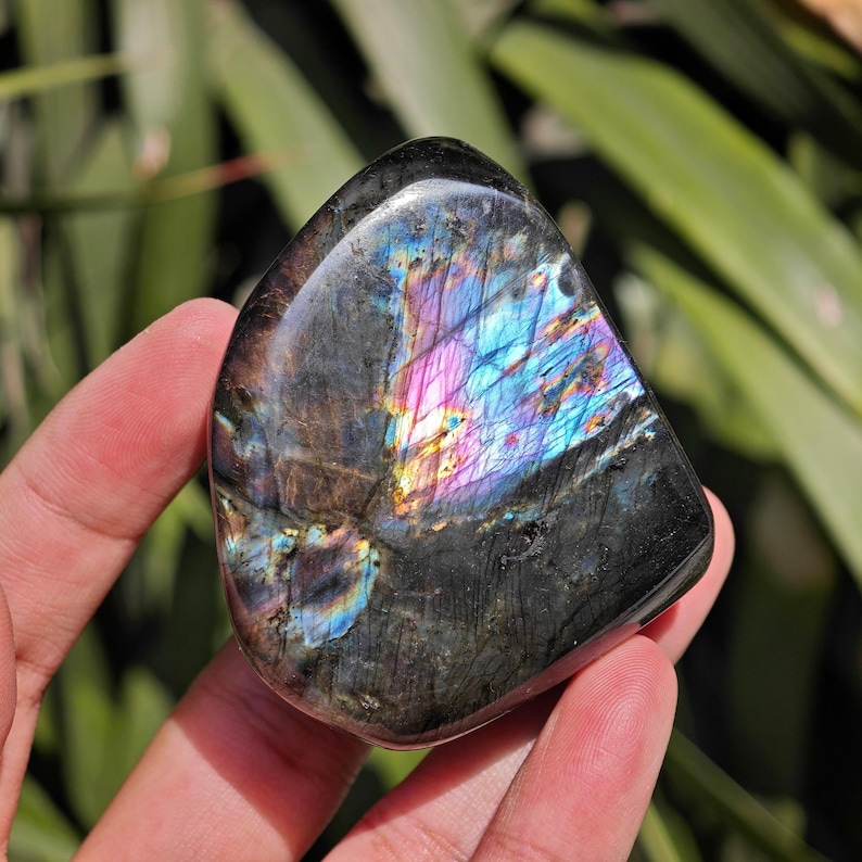 Natural Purple Labradorite Crystal Ornament, Freeform Mineral Specimen ...