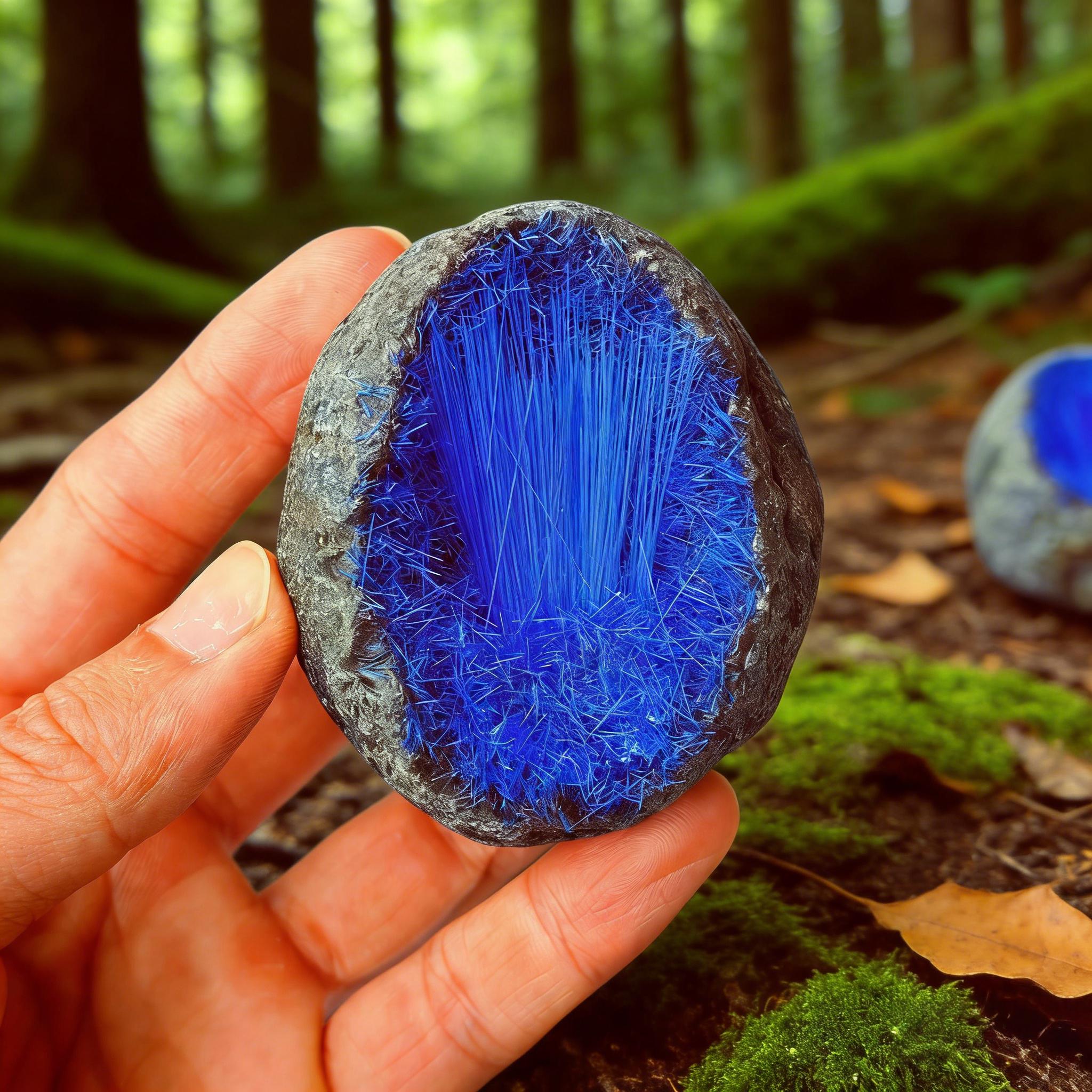 Blue Needle Quartz Druzy Geode, Natural Crystal Specimen, Point Pocket ...