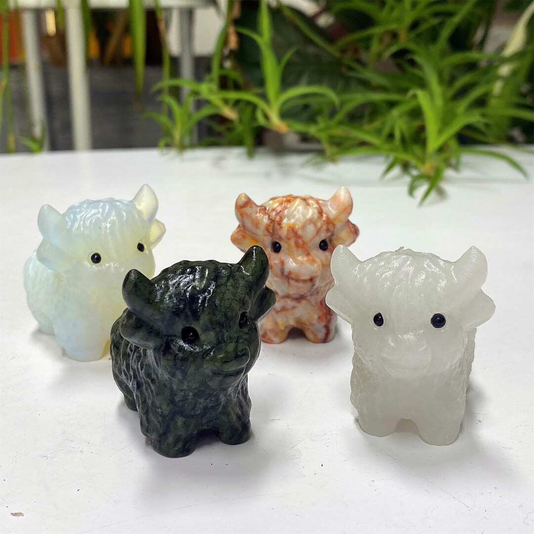 Buy Natural Quartz Crystal Cow Sculpture: Handmade Animal Carving ...